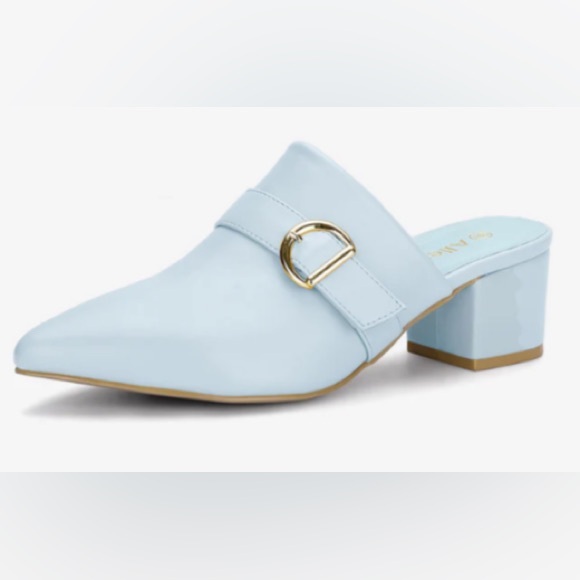 Allegra K | Shoes | Allegra K Blue And Gold Mules With Pointed Toe ...